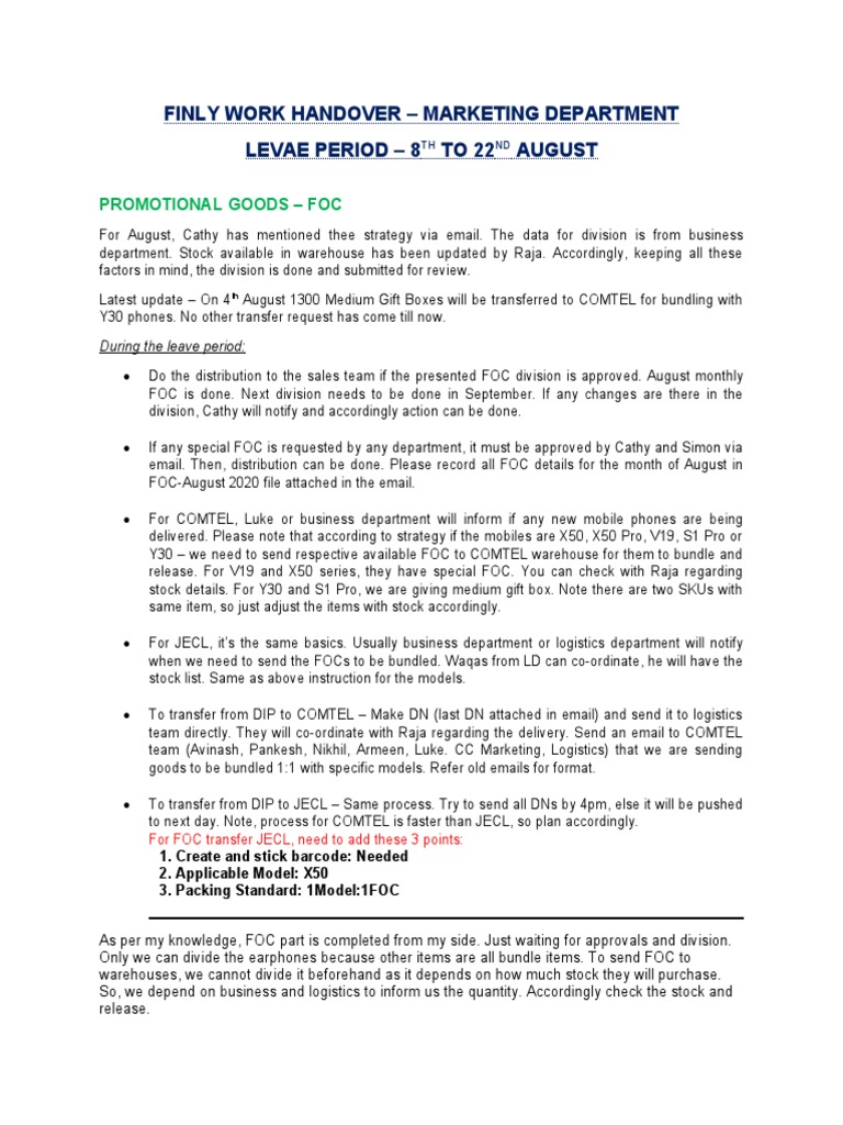 Vivo UAE WORK HANDOVER | PDF | Invoice | Receipt