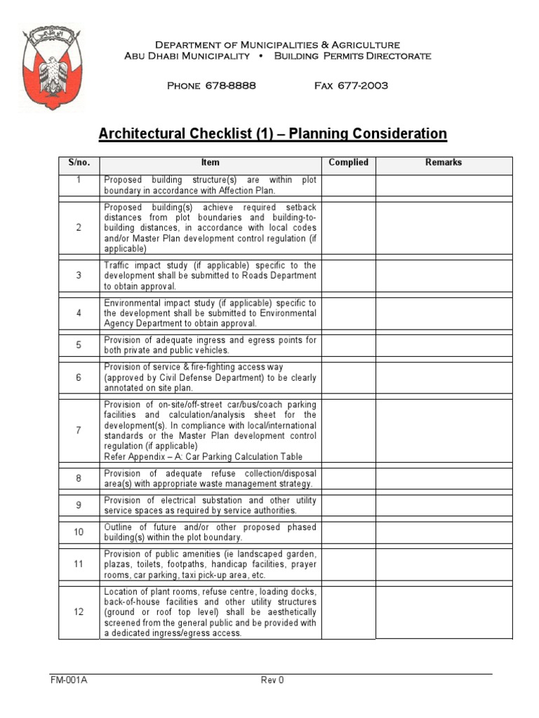 Architectural Checklist (1) - Planning Consideration | PDF | Deep ...