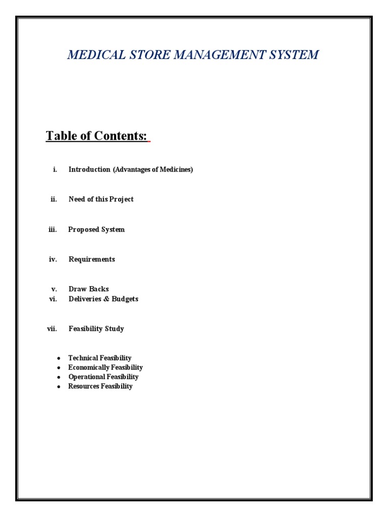 Medical Store Management System: Table of Contents | PDF | Retail | Databases