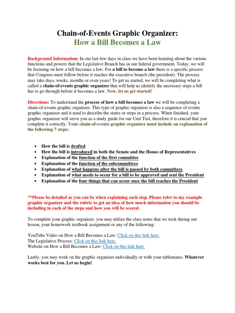 Graphic Organizer | PDF | Bill (Law) | United States Congress