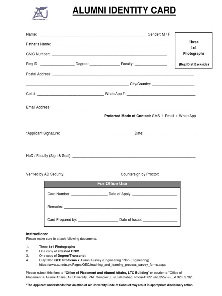 Alumni-Card Form | PDF