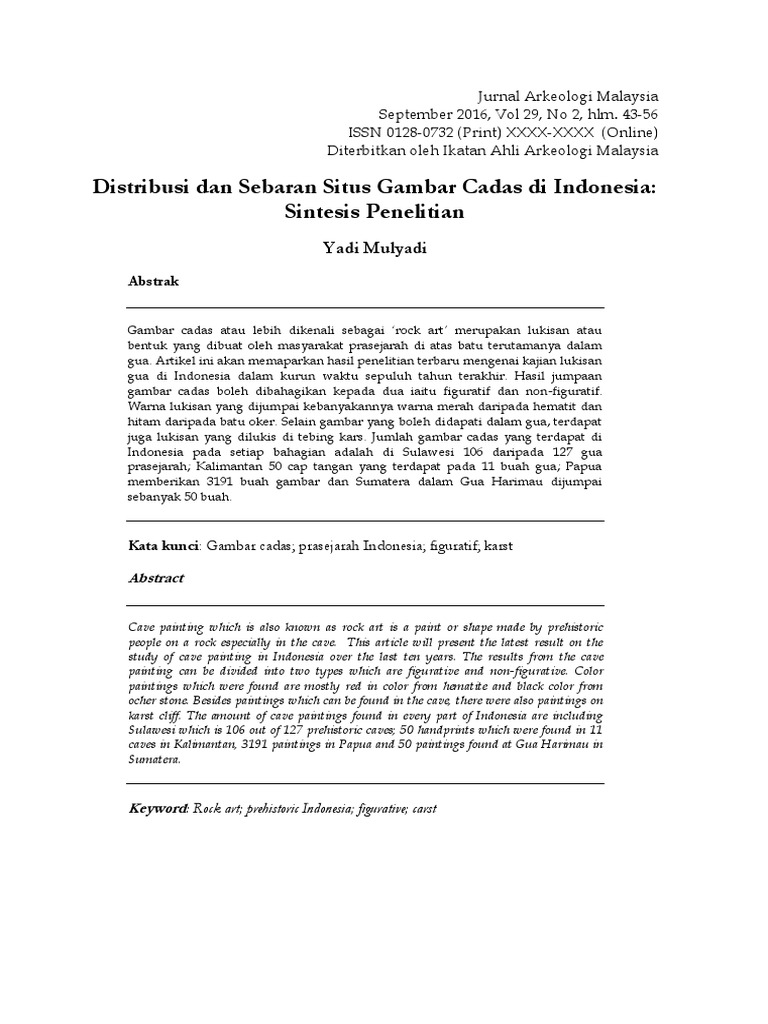 Distribusi Dan Sebaran Situs Gambar Cadas Di Indonesia - 2016 - Artikel - Yadi - Kompress PDF | PDF