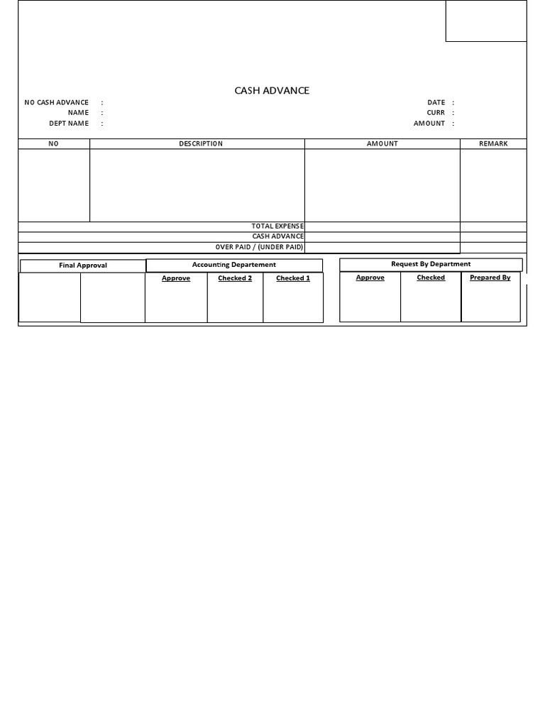 Contoh Form Cash Advance | PDF
