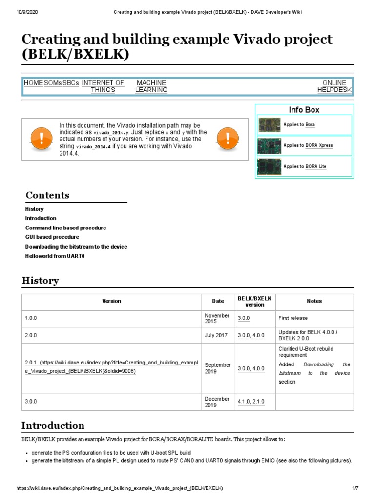 Creating and Building Example Vivado Project (BELK - BXELK) - DAVE ...