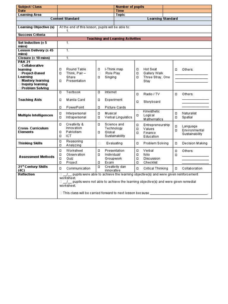 Contoh RPH Mathematics | PDF | Project Based Learning | Education Theory