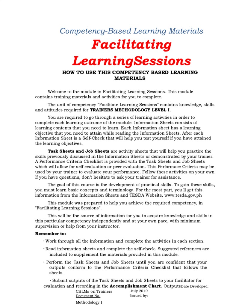 Facilitate Learning Session - No | PDF | Educational Technology | Competence (Human Resources)