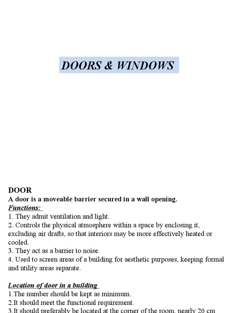 Door and Window | PDF | Window | Door