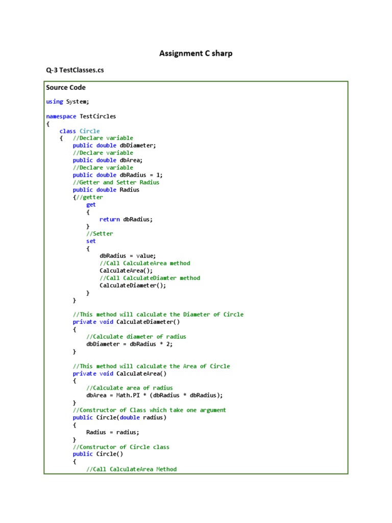 C Sharp Assignment 5 Pdf Pdf C Sharp Programming Language Constructor Object Oriented