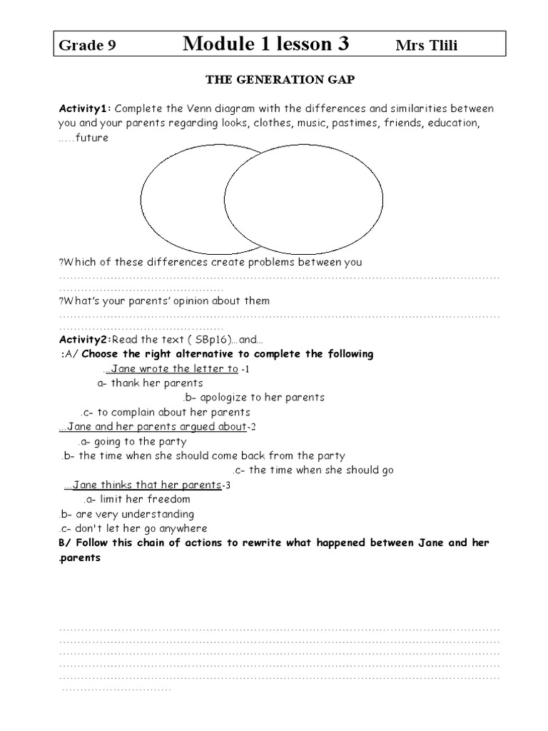 The Generation Gap CLT Communicative Language Teaching Resources Read ...
