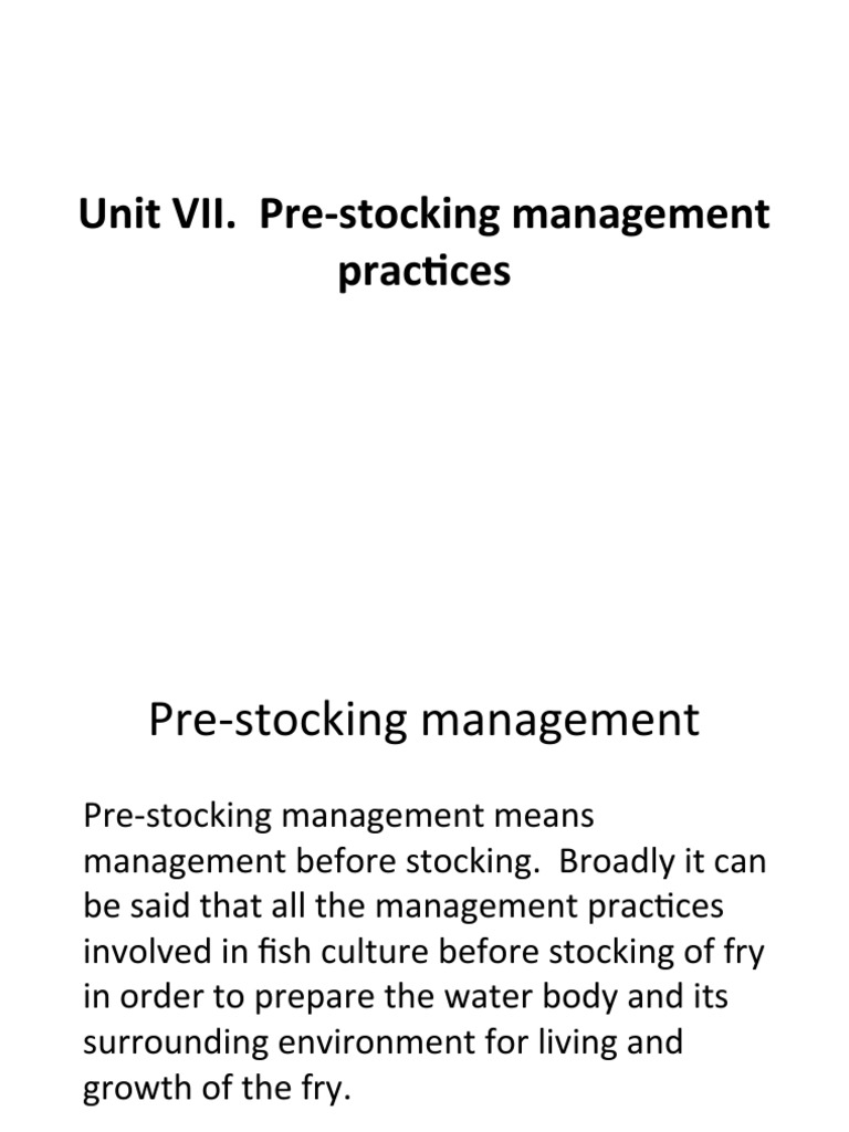 Unit VII. Pre-Stocking Management Practices | PDF | Fertilizer | Pond