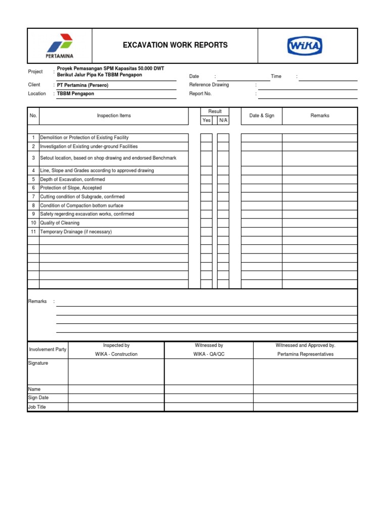 Excavation Work Report | PDF