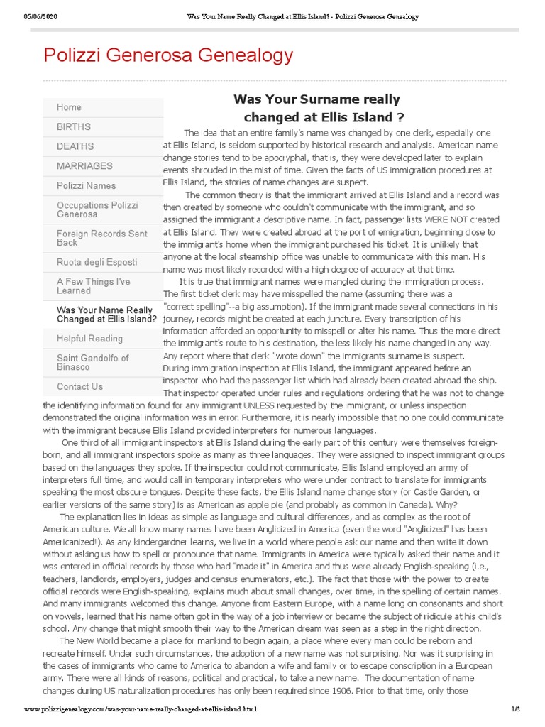 Was Your Name Really Changed at Ellis Island - Polizzi Generosa ...