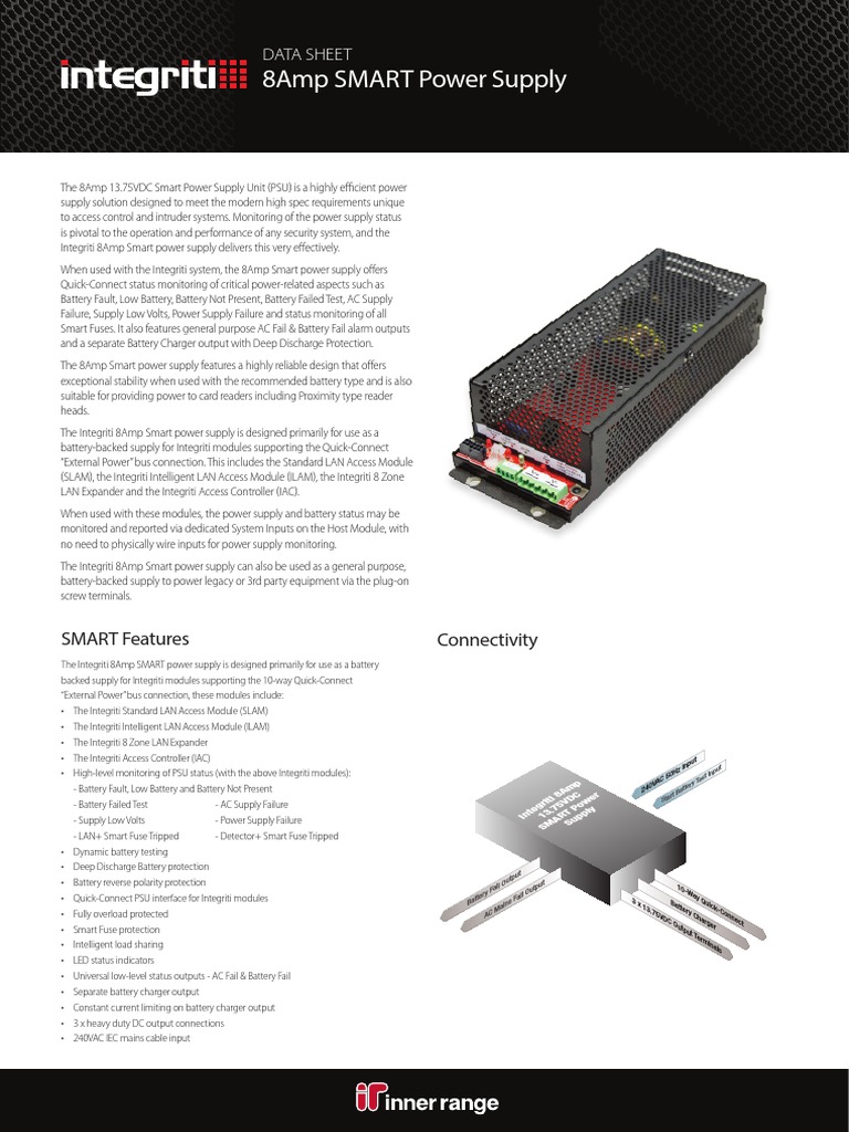 8amp SMART Power Supply: Data Sheet | PDF | Power Supply | Battery Charger