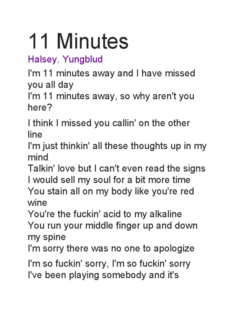 11 Minutes Lyrics | PDF