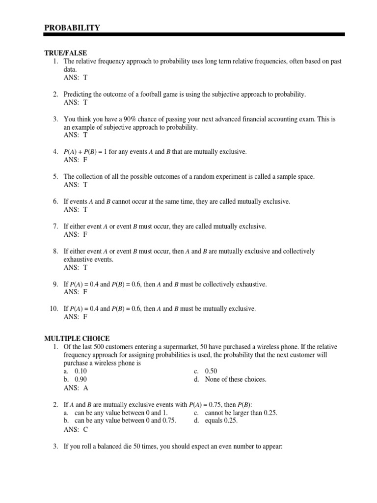 Probability Practice Questions PDF | PDF | Probability | Interest