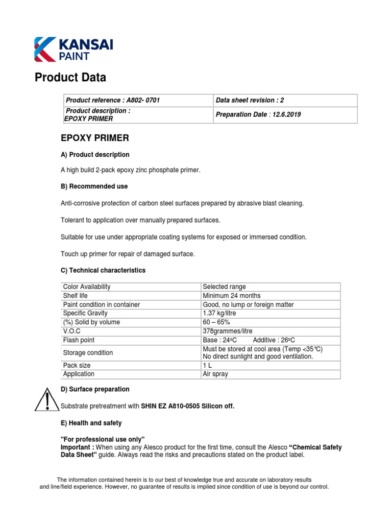 Kansai 03 - Tds - Epoxy - Primer | PDF | Epoxy | Paint