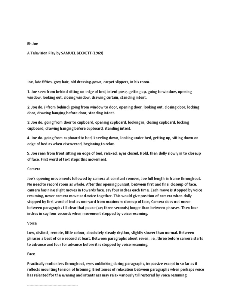 (1969) Samuel Beckett - Eh Joe | PDF