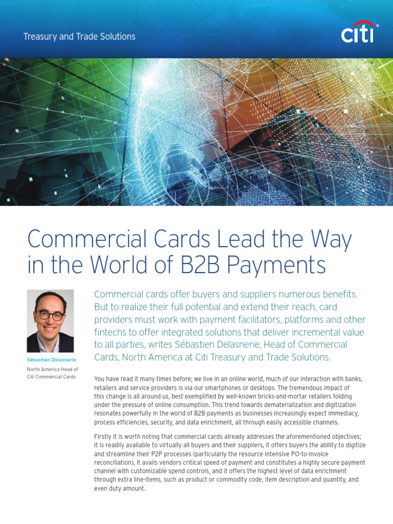 Commercial Cards Lead The Way in The World of B2B Payments: Treasury ...