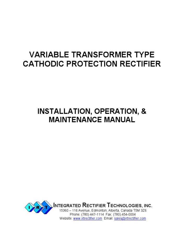 Cathodic Protection Rectifier Manual | PDF | Rectifier | Direct Current