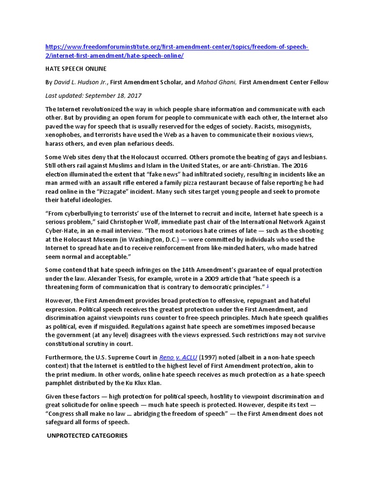 Freedom of Speech | PDF | Freedom Of Speech | First Amendment To The ...