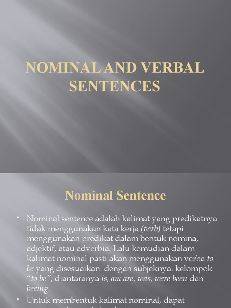 Nominal and Verbal Sentences | PDF