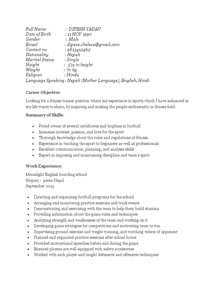 ,football CV | PDF