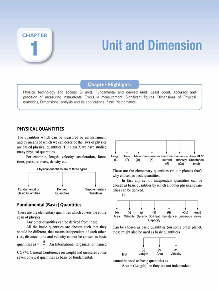 Chapter 1 - Unit and Dimension | PDF