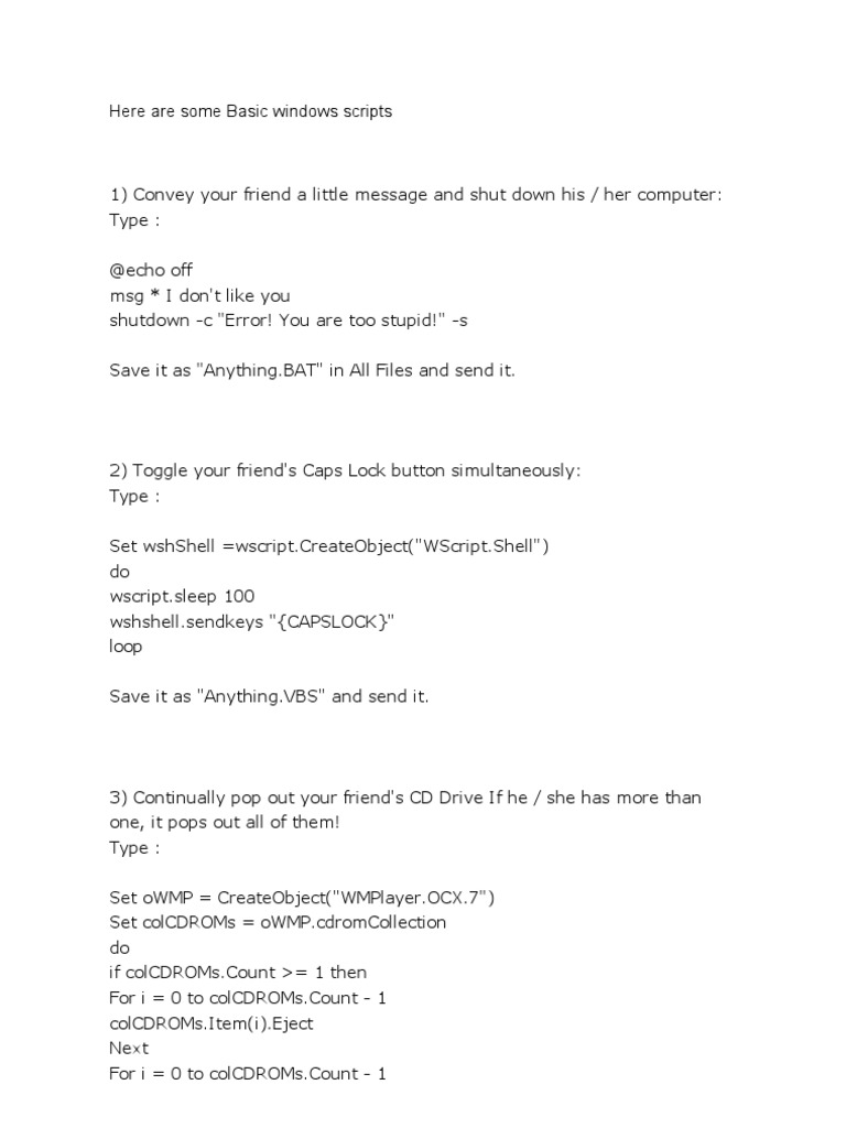 Pranks | PDF | Computer Virus | Scripting Language