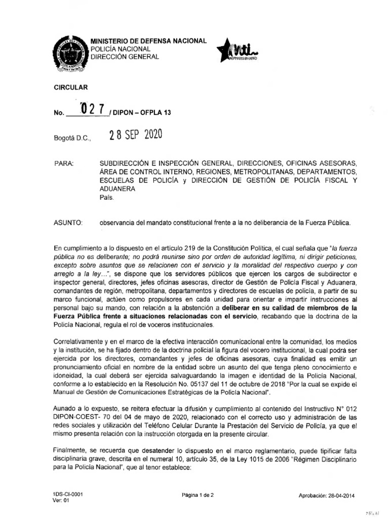 Circular 027 DIPON Del 280920 | PDF