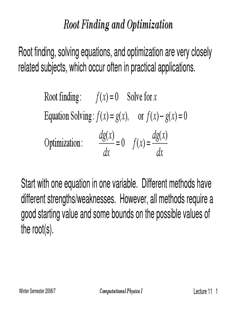 Root Finding and Optimization: DG (X) DX DG (X) DX | PDF | Maxima And Minima | Mathematical ...