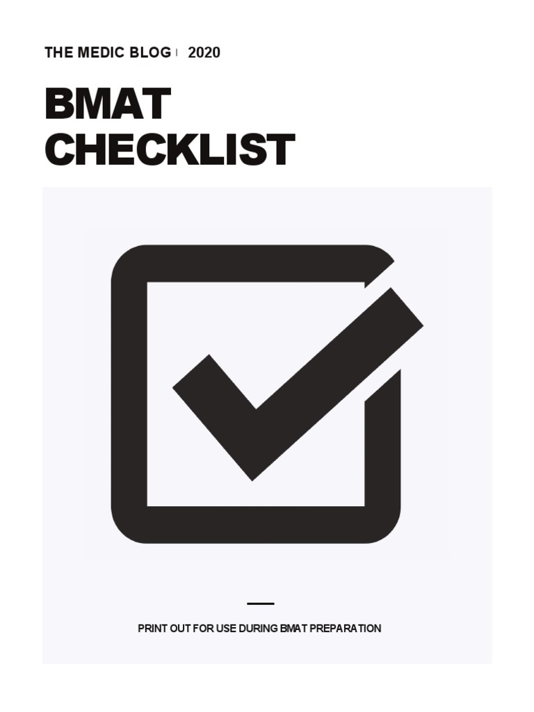Bmat Checklist: The Medic Blog 2020 | PDF | Test (Assessment) | Textbook