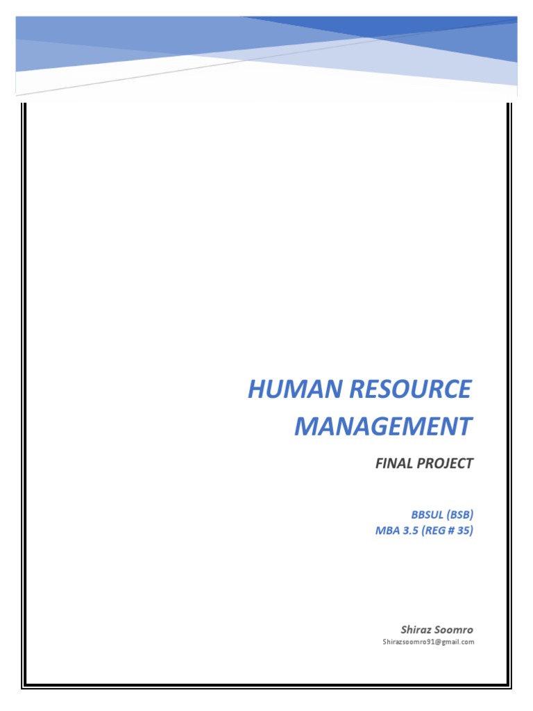 Human Resource Management: Final Project | PDF | Job Satisfaction ...