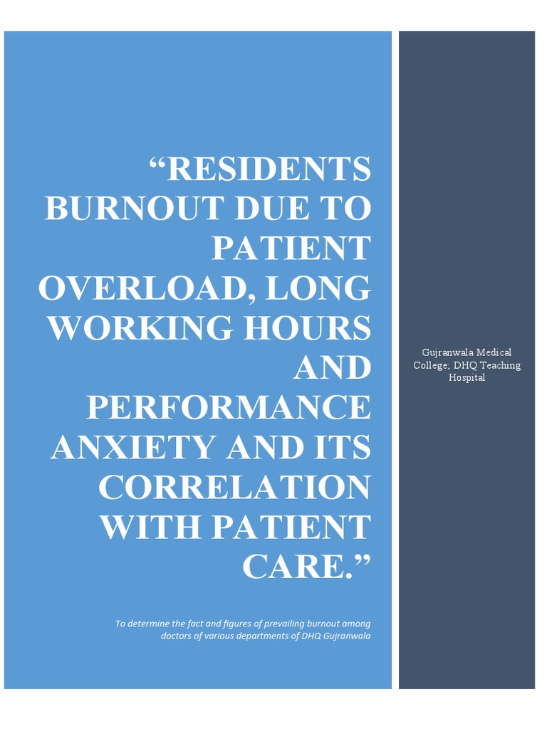 Residents Burnout Due To Patient Overload, Long Working Hours AND ...