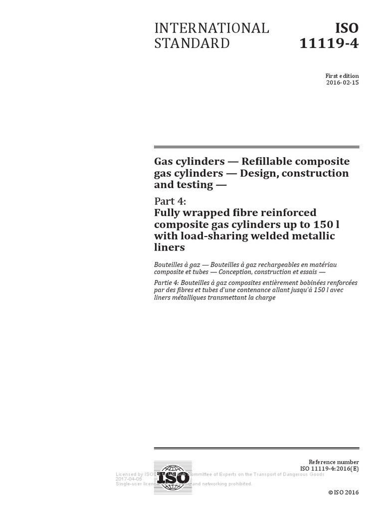 Iso 11119-4-2016 | PDF | Composite Material | Fibre Reinforced Plastic