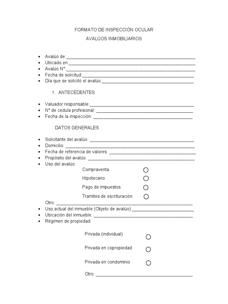 Formato de Inspección Ocular | PDF | Condominio | Fundación (Ingeniería)