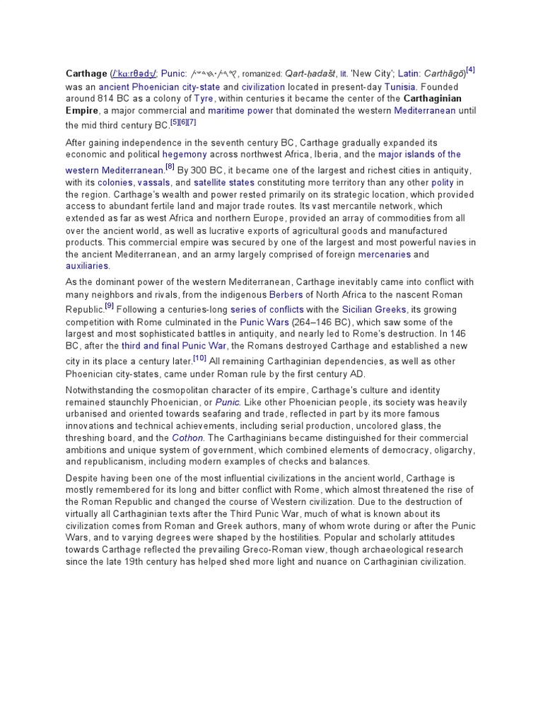 Carthage | PDF | Ancient Carthage | Carthage