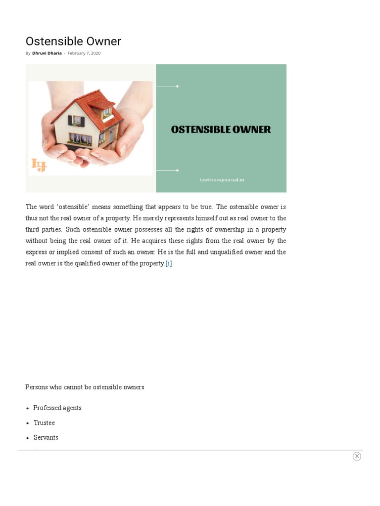 Ostensible Owner - Law Times Journal | PDF | Duty Of Care | Property
