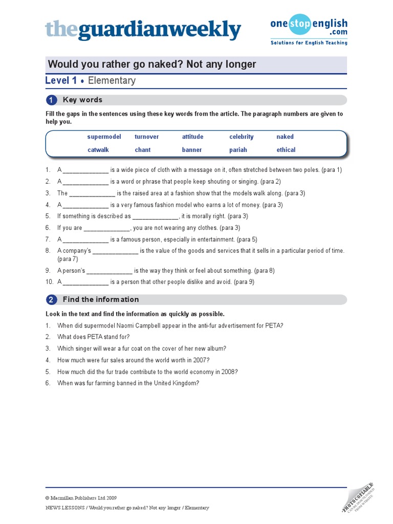 Onestopenglish Weekly Lessons 01 | PDF | Fashion | Clothing