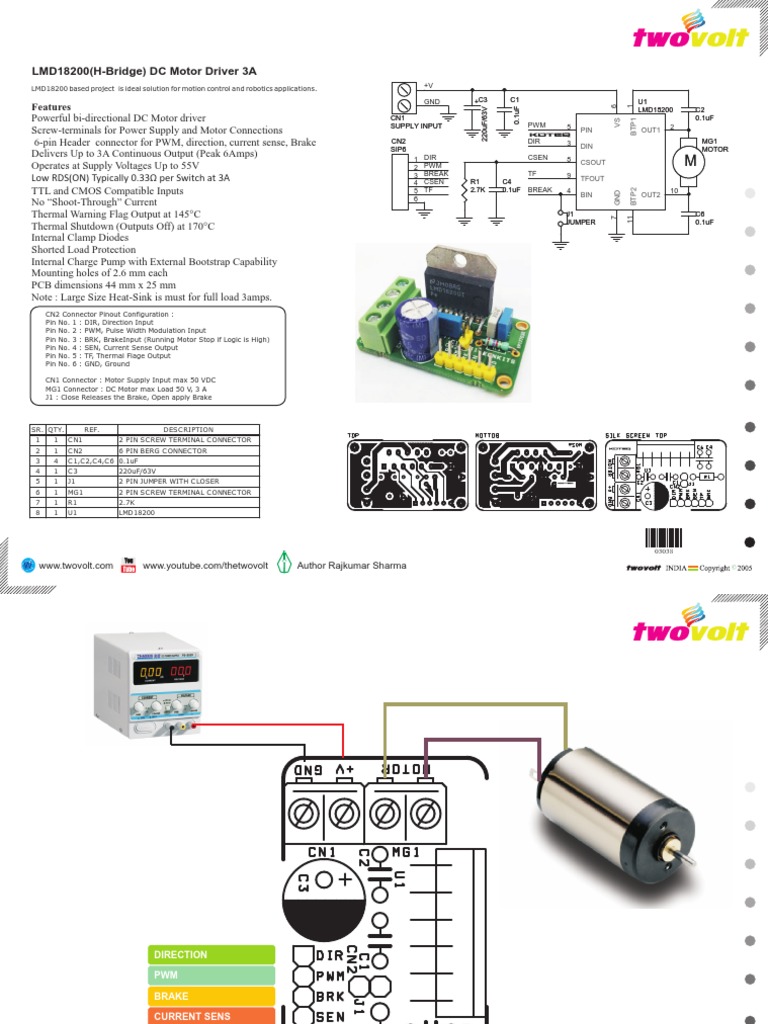 LMD18200 (H-Bridge) DC Motor Driver 3A: Features | PDF | Electronic ...
