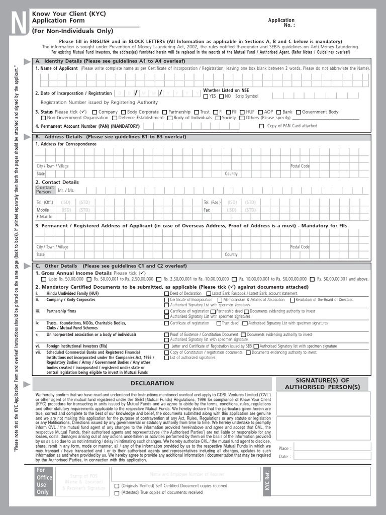Know Your Client (KYC) Application Form (For Non-Individuals Only ...