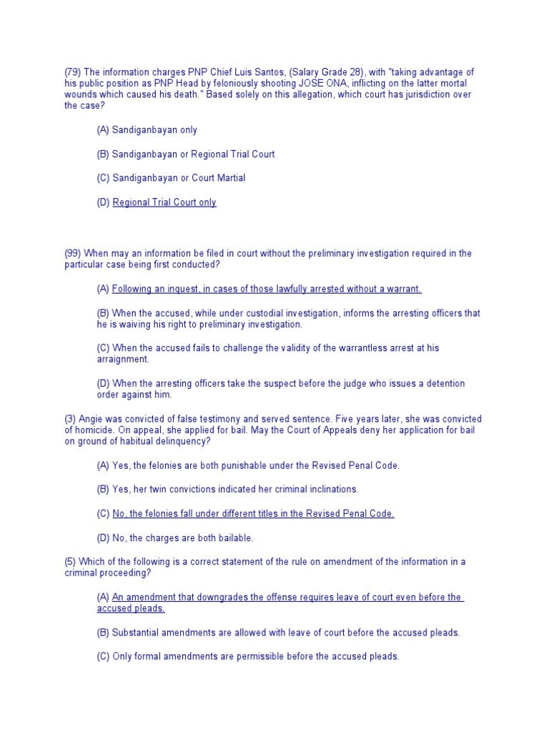 Crimpro Rcrim Exam | PDF | Bail | Arrest