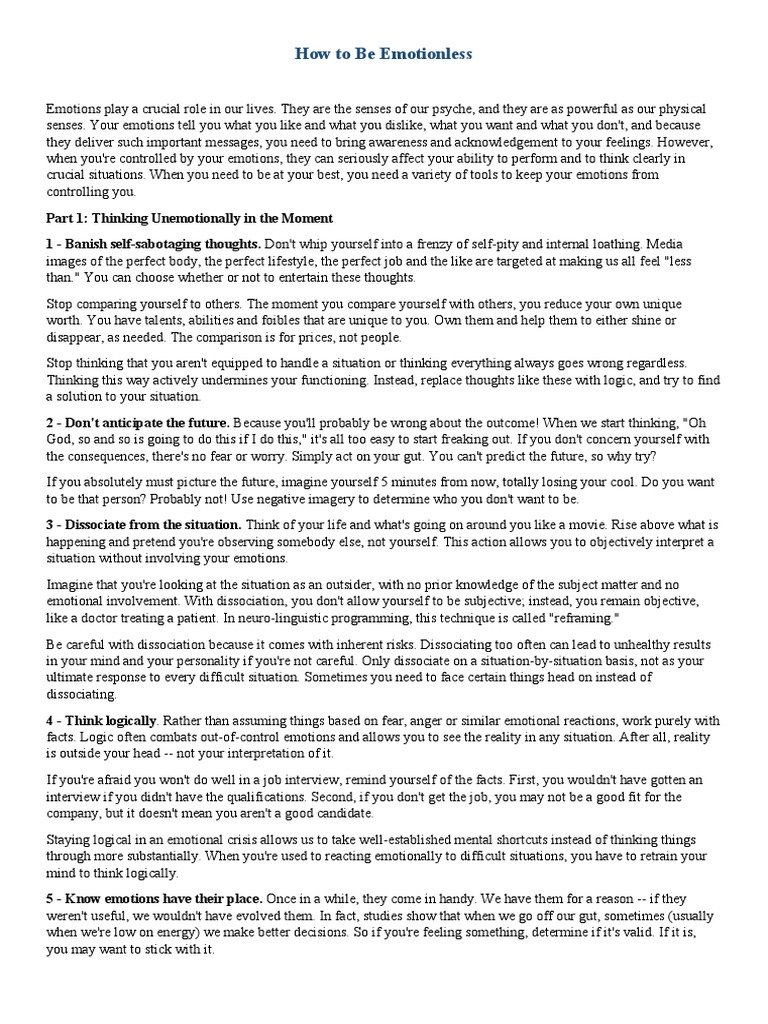 How To Be Emotionless | PDF | Meditation | Feeling