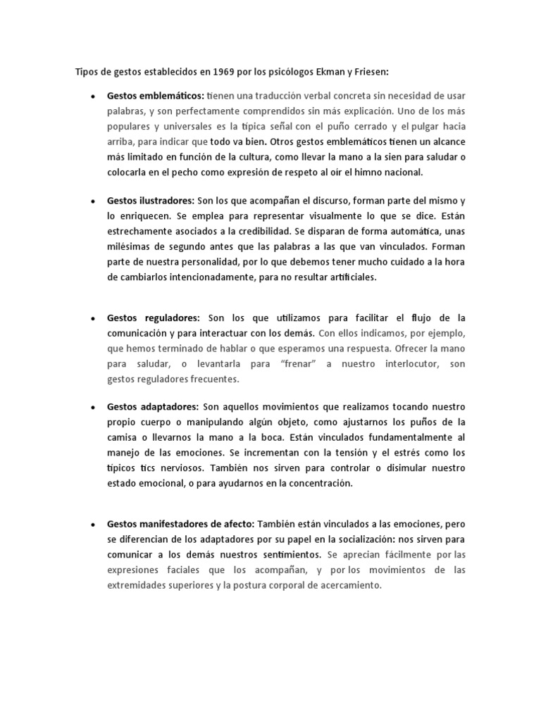 Tipos de Gestos | PDF