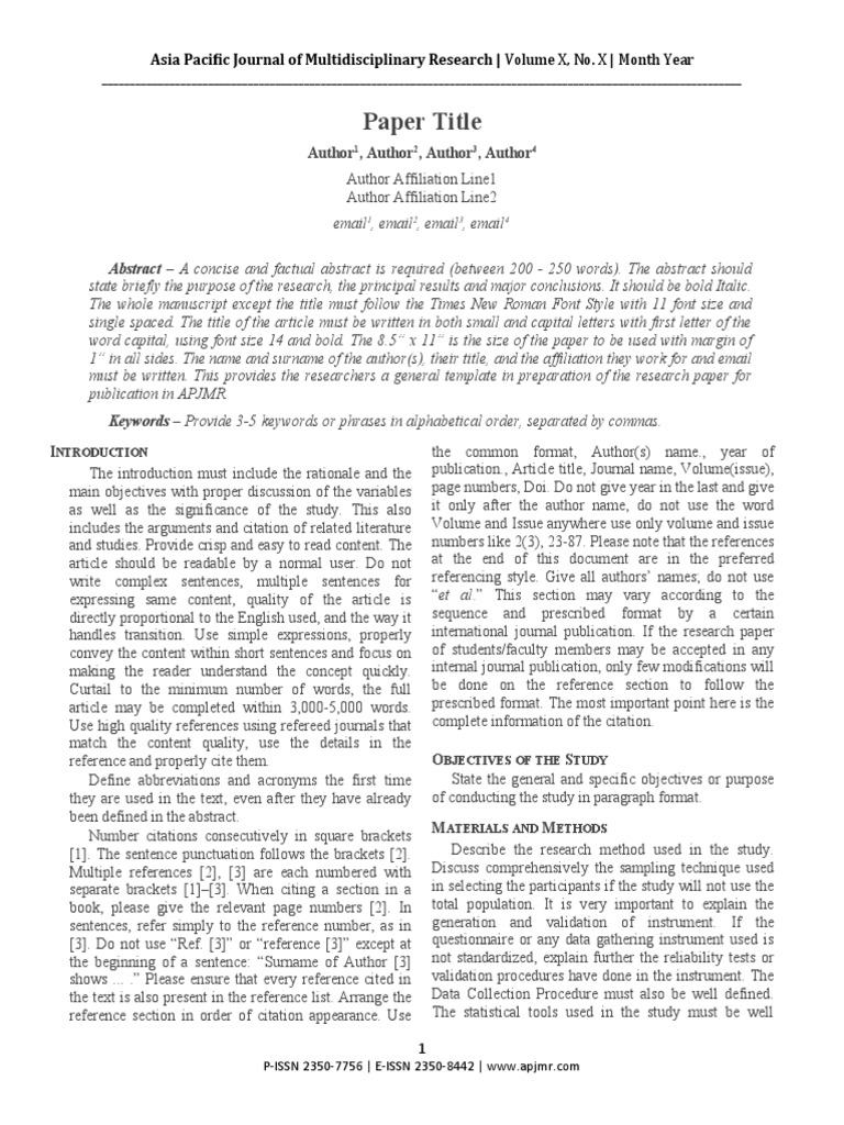 Paper Title: Abstract - A Concise and Factual Abstract Is Required ...