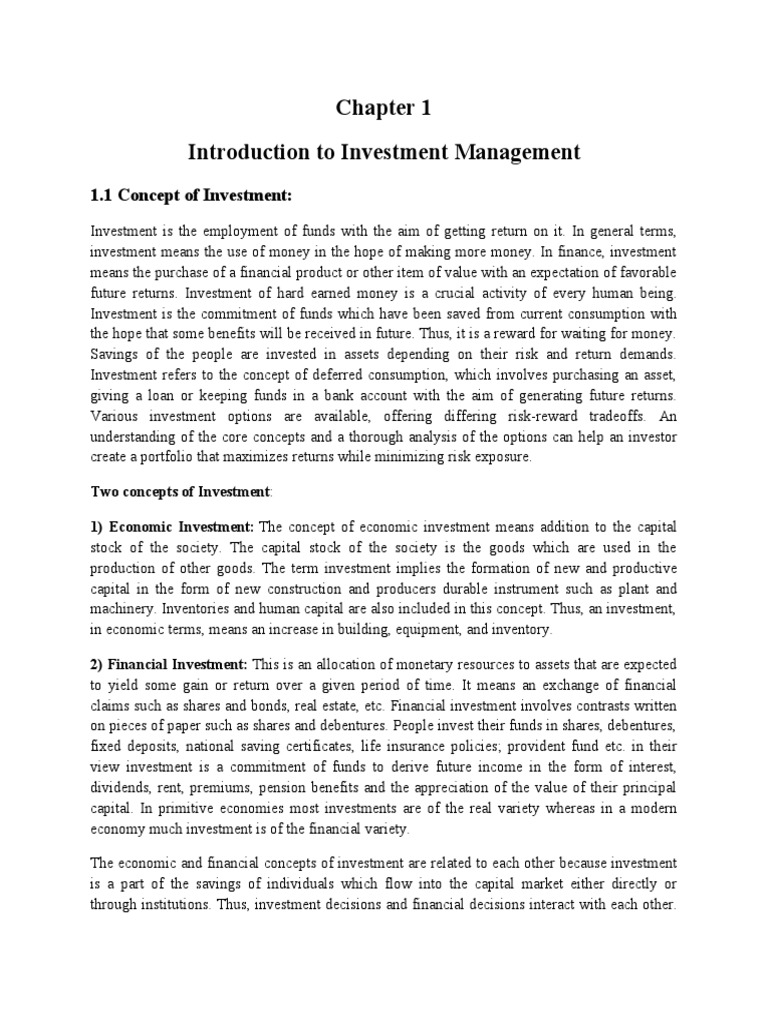Introduction to Investment Concepts | PDF | Financial Risk | Bonds ...
