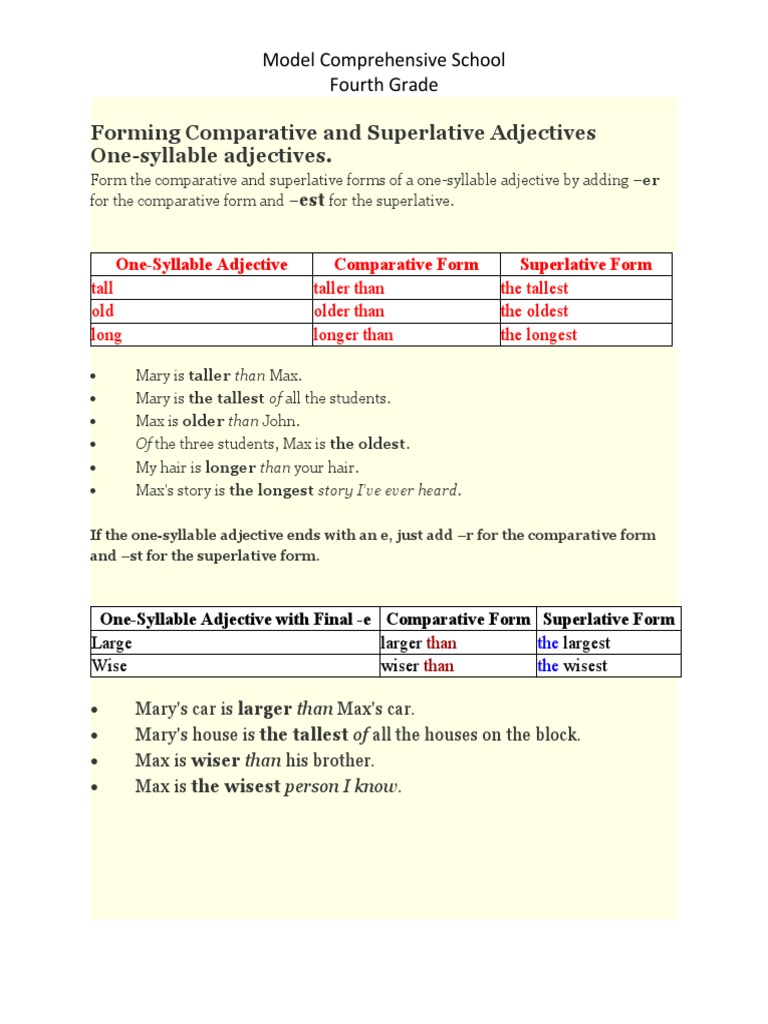 Comparative and Superlative Adjectives | PDF | Language Mechanics | Grammar