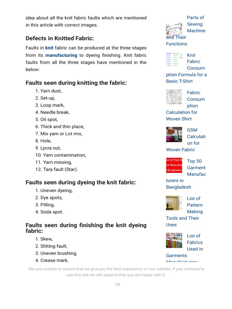 Knitted Fabric Defects Overview | PDF | Knitting | Textiles