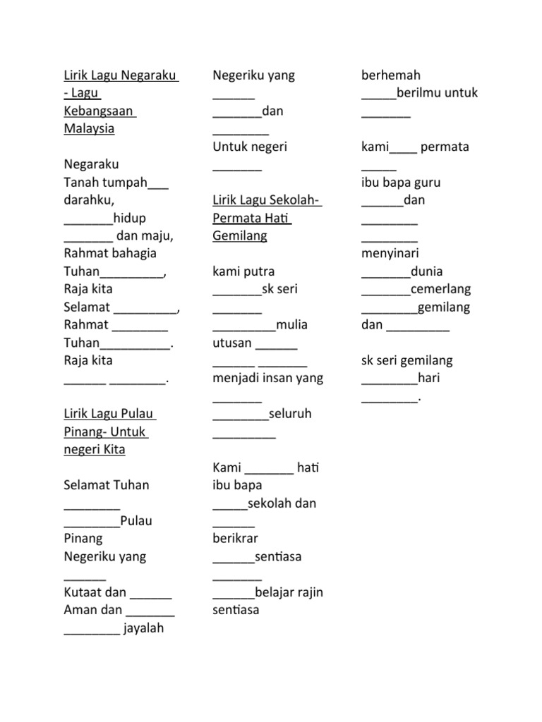Lirik Lagu Negaraku | PDF