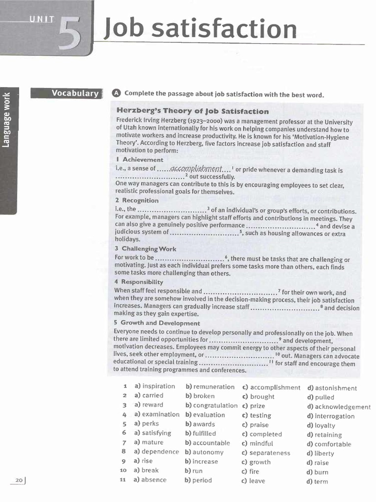 New Market Leader Upper-Intermediate U5 Job Satisfaction | PDF
