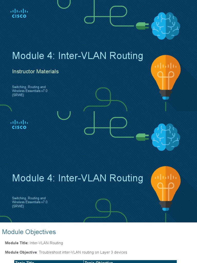 Module 4: Inter-VLAN Routing: Instructor Materials | PDF | Network Switch | Router (Computing)